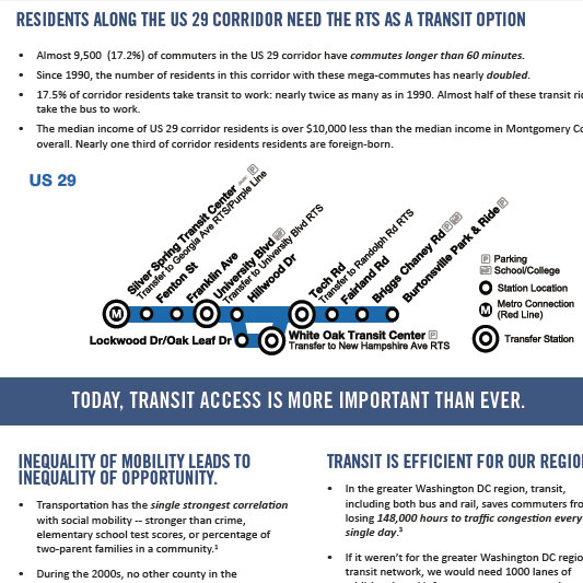Fact sheet: Benefits of Rapid Transit for Montgomery's US-29 corridor ...